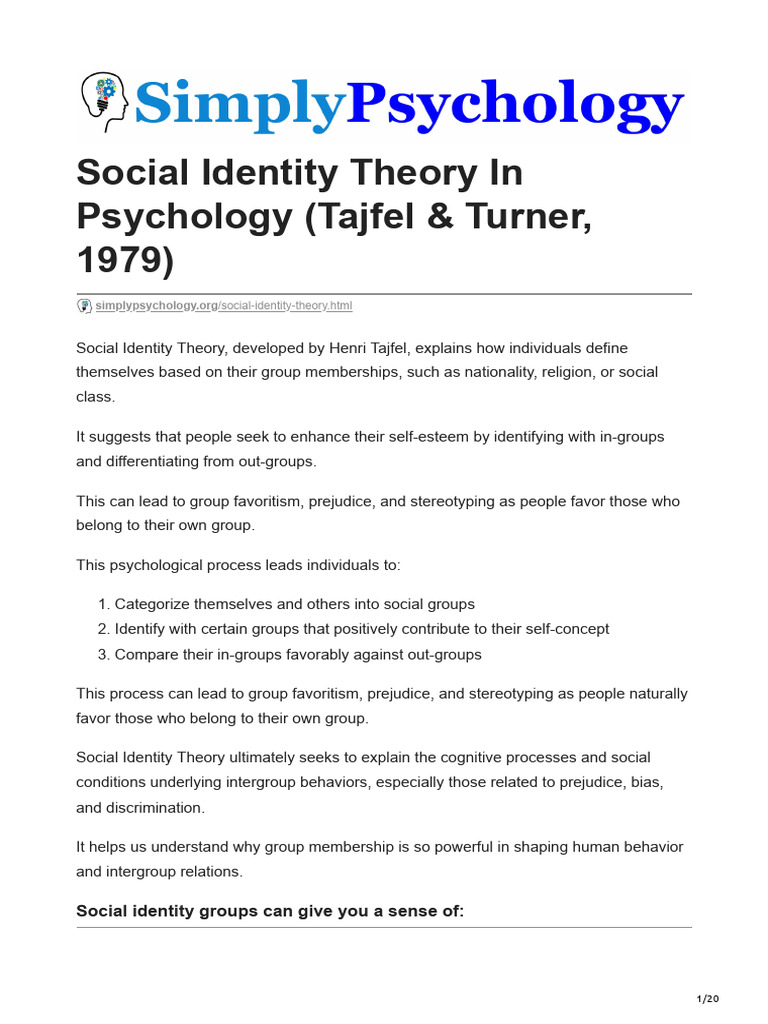 Understanding Social Identity Theory | PDF | Prejudices | Identity ...