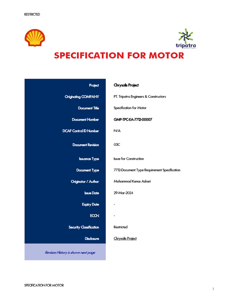 GMP TPC EA 7712 00007 03C Specification For Motor | PDF | Electricity | Electrical Engineering