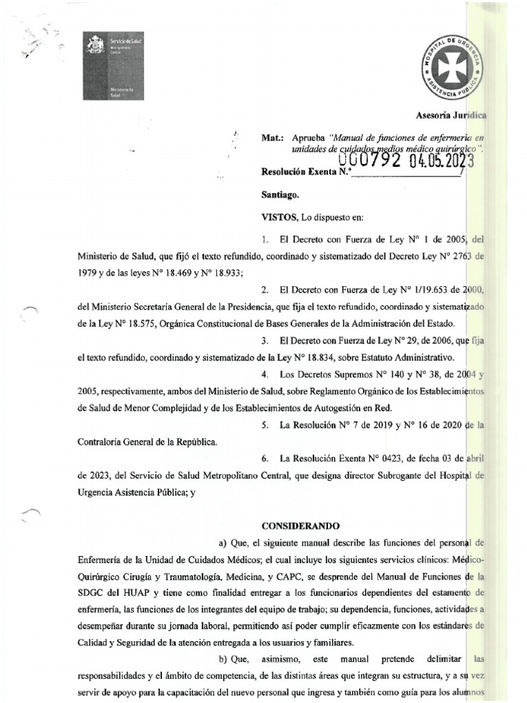 Manual de procedimientos de Enfermería en Unidades de Cuidados Medios ...