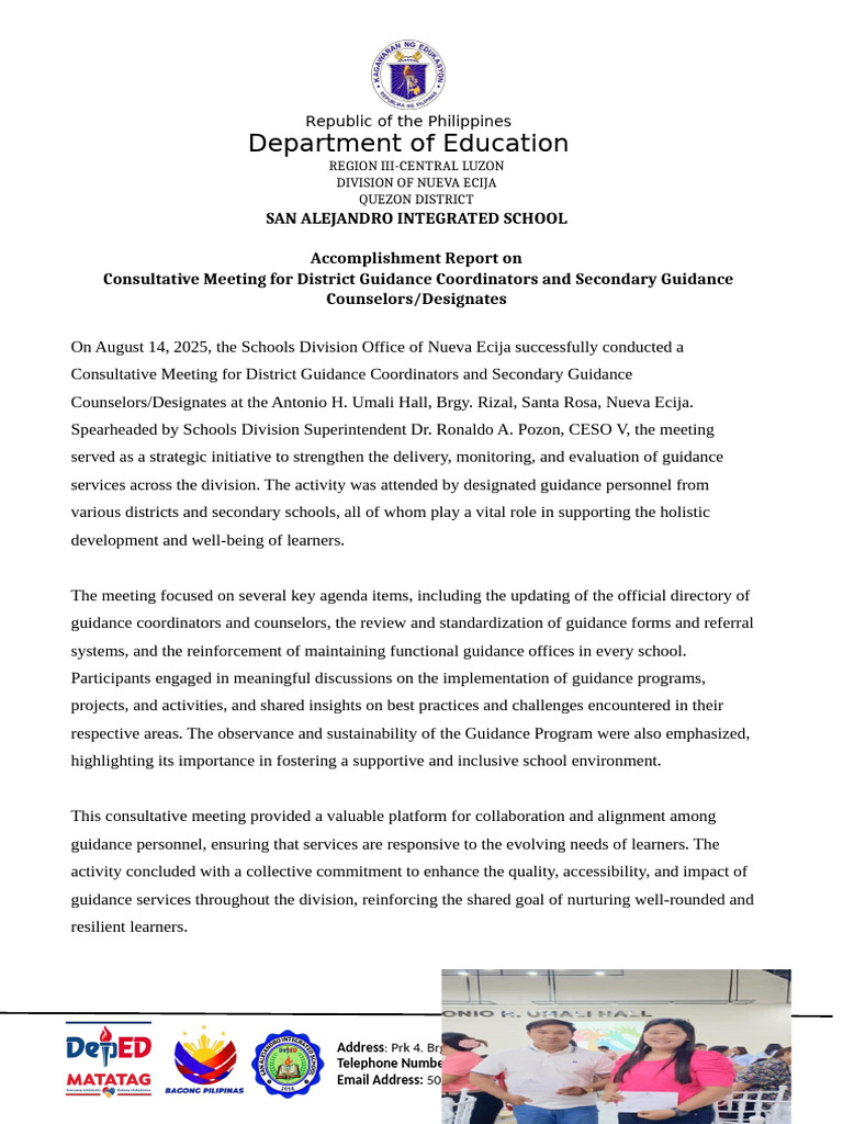 Nueva Ecija Guidance Meeting Report | PDF