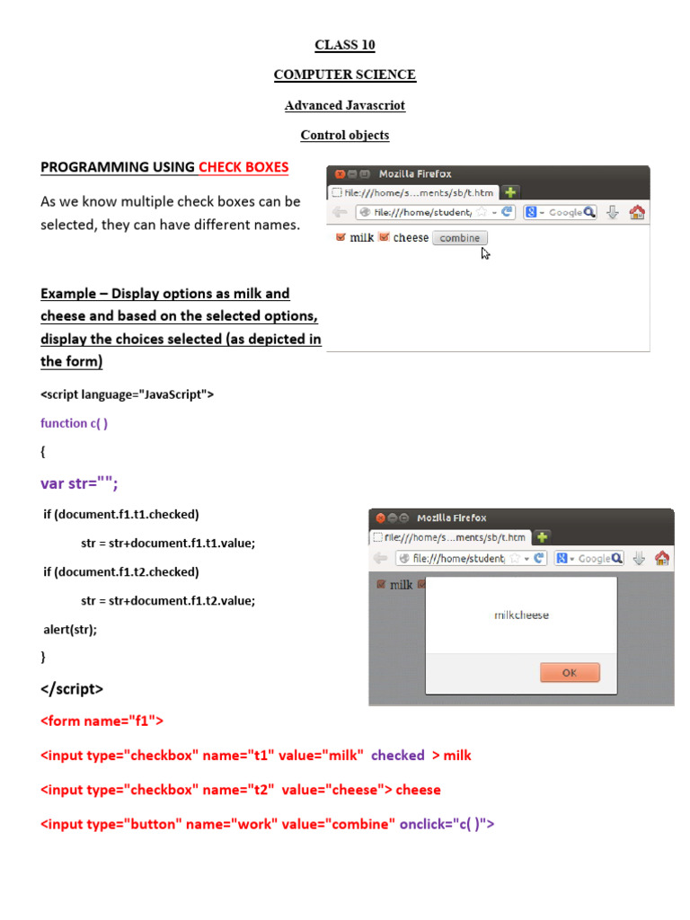 Control Objects - Working With Check Boxes | PDF