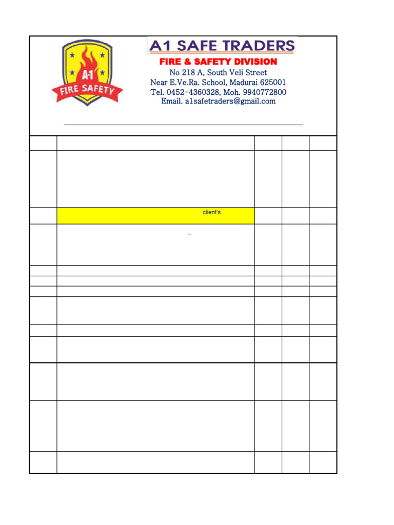 Fire Safety Equipment Quotation Breakdown | PDF