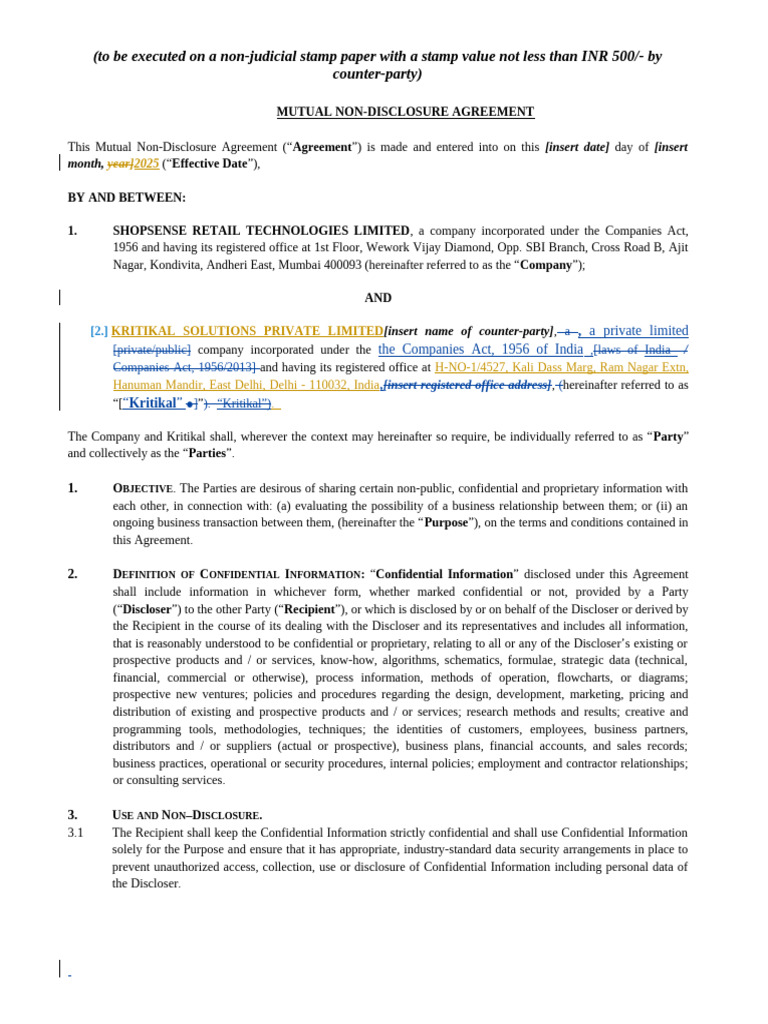 Mutual Non-Disclosure Agreement Template | PDF | Legal Remedy | Justice