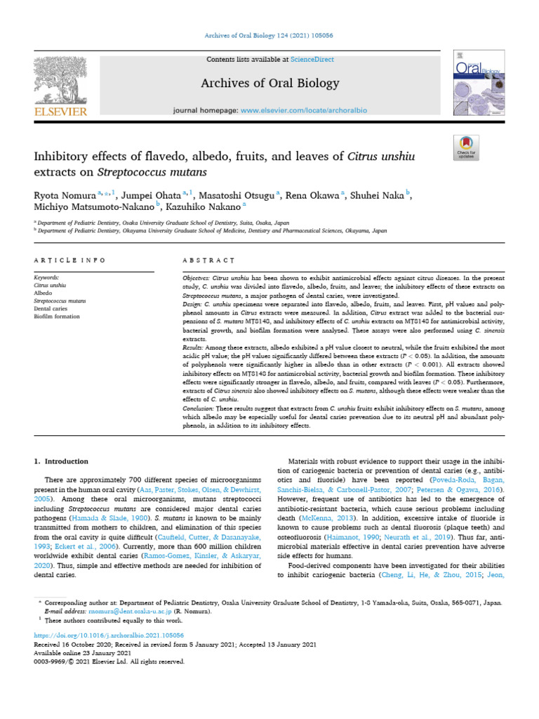 Inhibitory Effects of Flavedo, Albedo, Fruits, and Leaves of Citrus ...