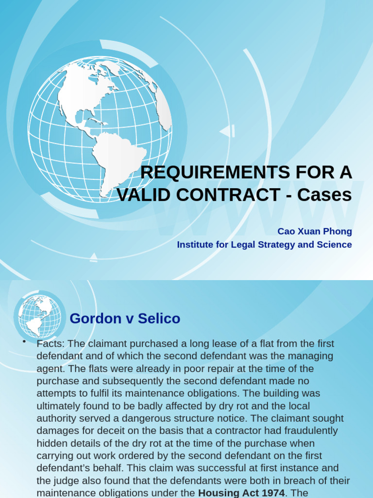 03 Validity of Contract Cases | PDF | Misrepresentation | Common Law