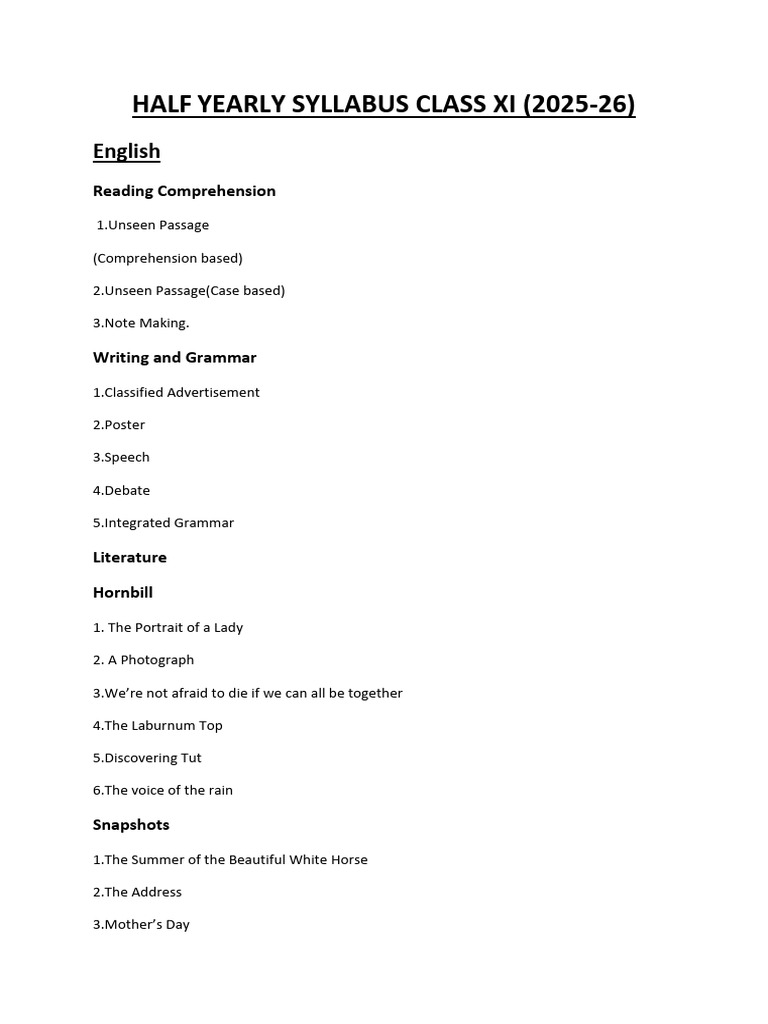 Half Yearly Syllabus Class Xi Pdf Marketing Accounting