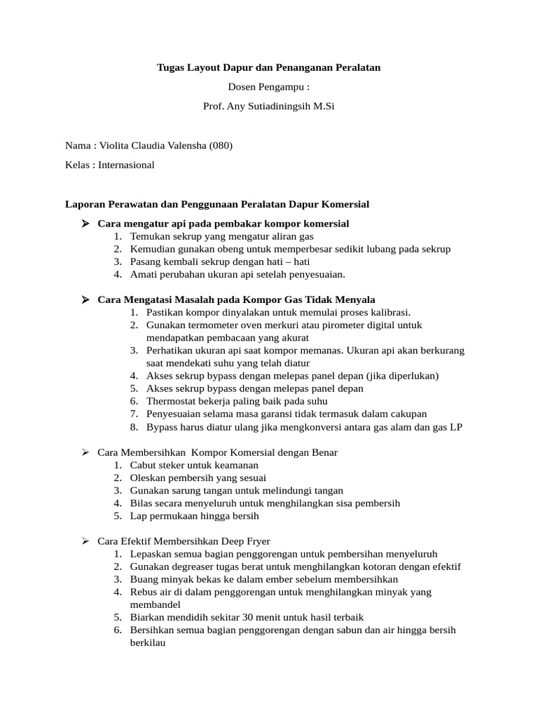 Tugas Layout Dapur Dan Penanganan Peralatan | PDF