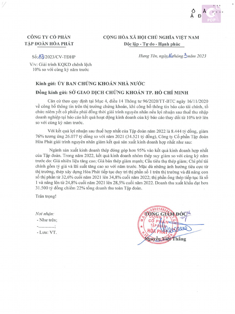 HPG Giaitrinh KQKD 2022 Hopnhat | PDF