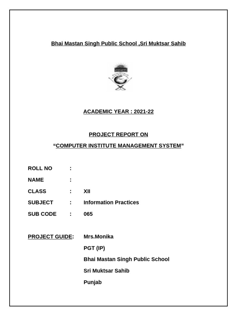 Computer Institute Management System Project | PDF | Software Testing ...