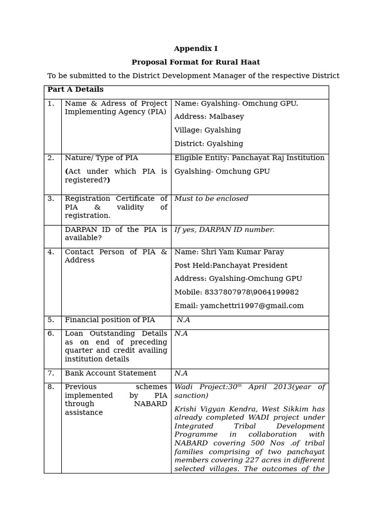 Rural Haat Project Proposal Format | PDF | Economies