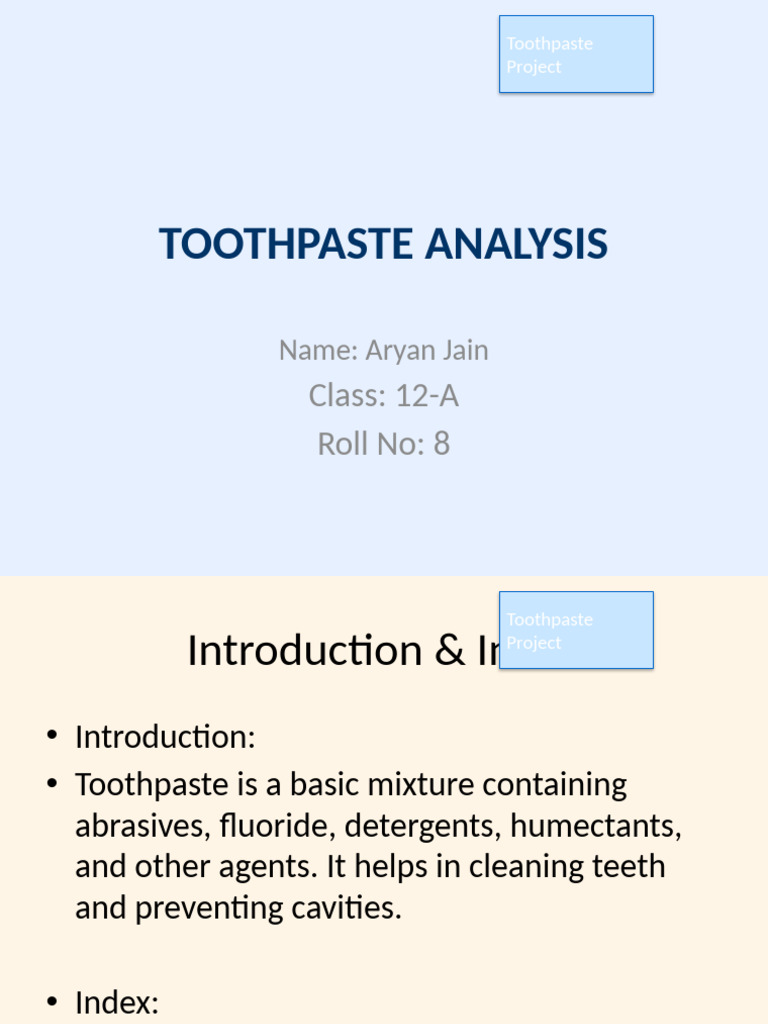Toothpaste Analysis Aryan Jain Styled | PDF