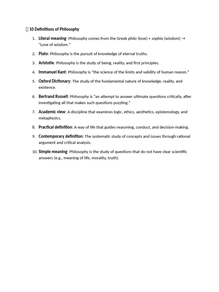 ? 10 Definitions of Philosophy | PDF
