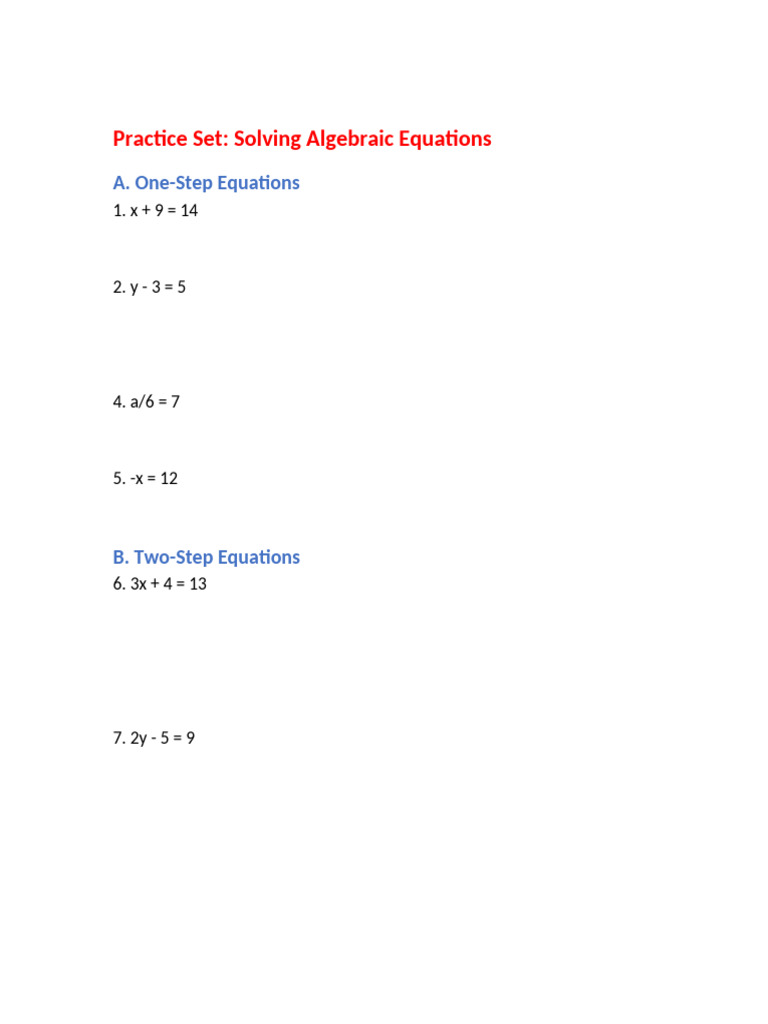 Solving Algebraic Expressions-Review | PDF