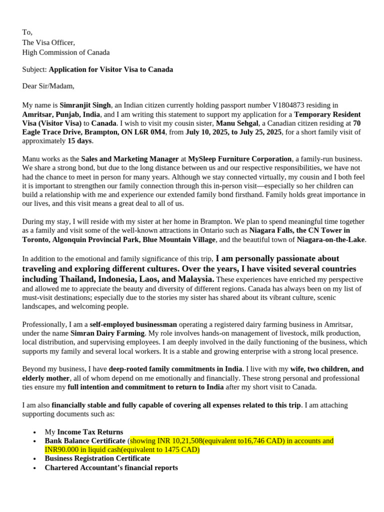 Draft SOP | PDF | Travel Visa