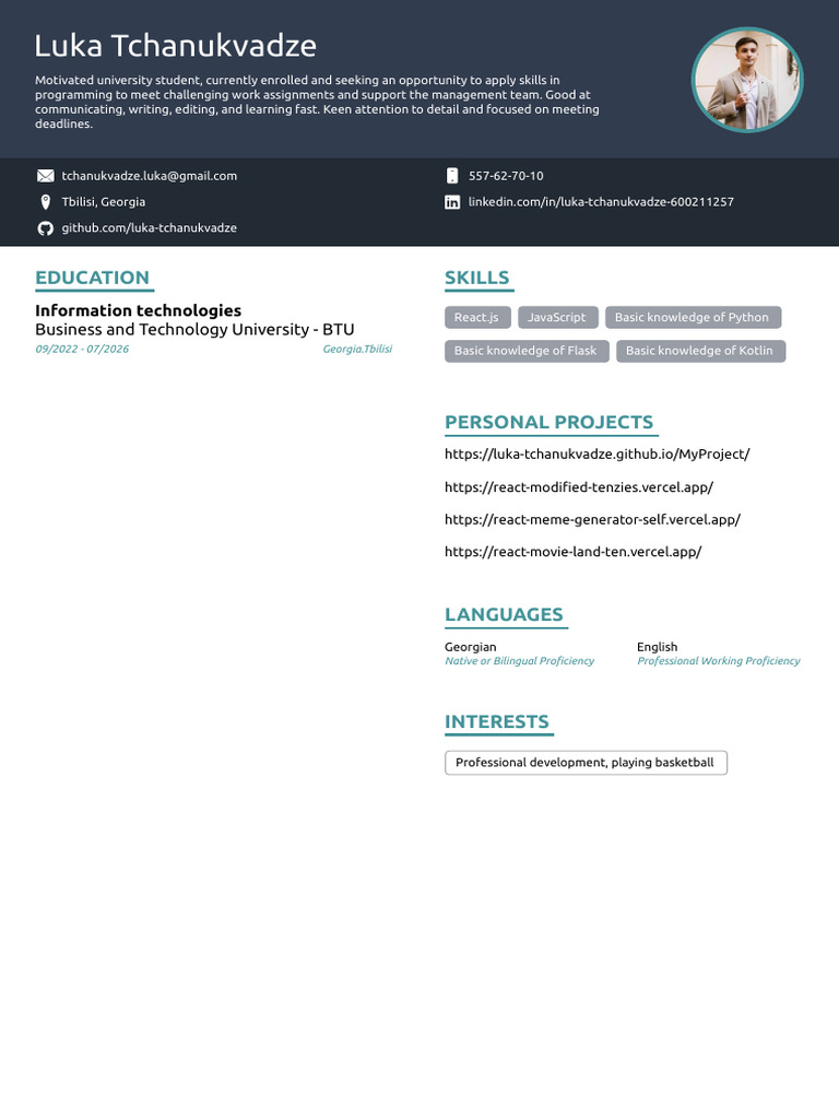 University Student Seeking Programming Role | PDF