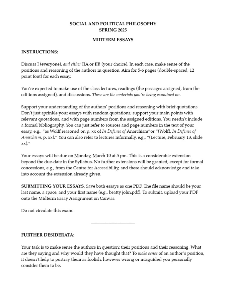 PHIL 330 2025 Midterm Essays | PDF | Reason | Essays