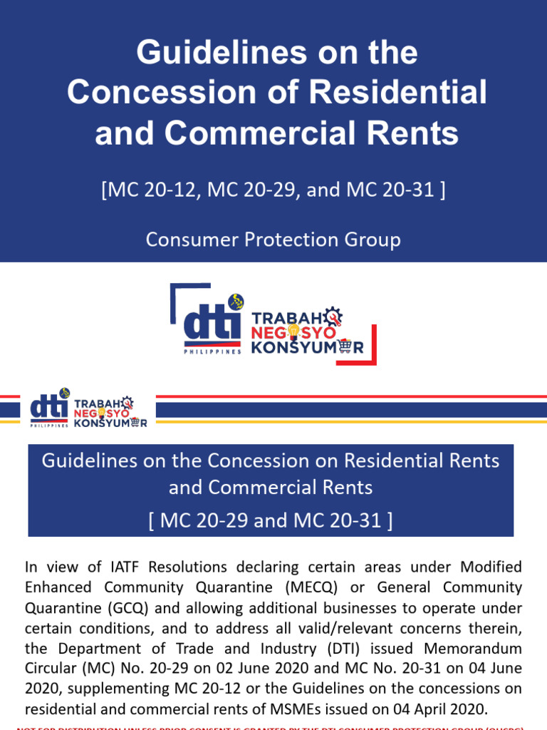 Guidelines On The Concession of Residential and Commercial Rents | PDF | Lease | Justice