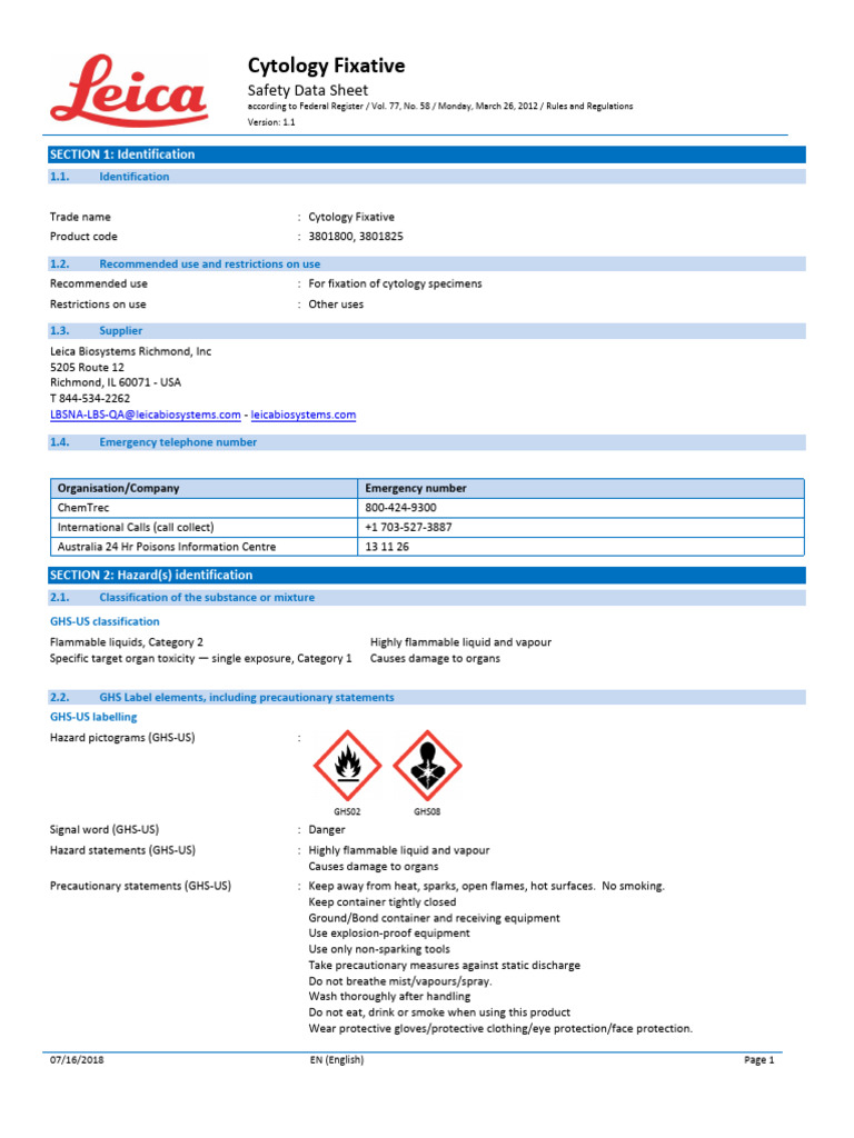 Cytology Fixative EN | PDF | Toxicity | Occupational Safety And Health