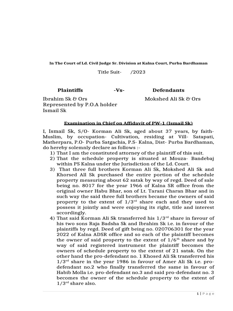 Title Suit Chief Ibrahim SK | PDF | Public Law | Private Law