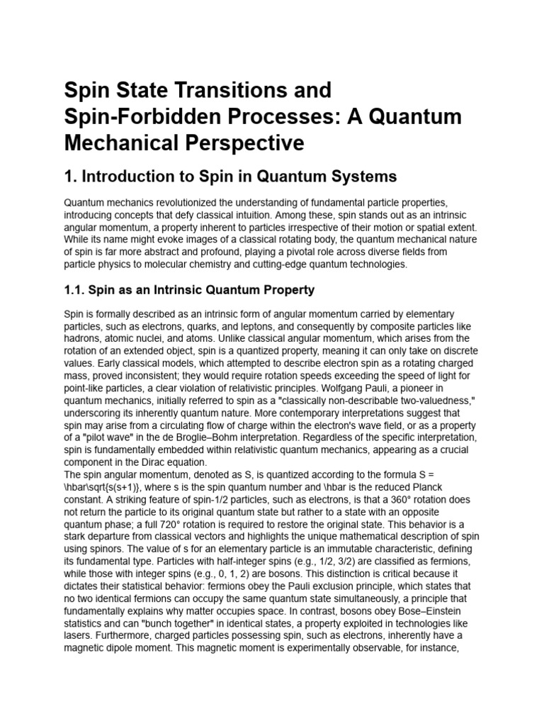 Spin Transitions For Physicists | PDF | Spin (Physics) | Electron