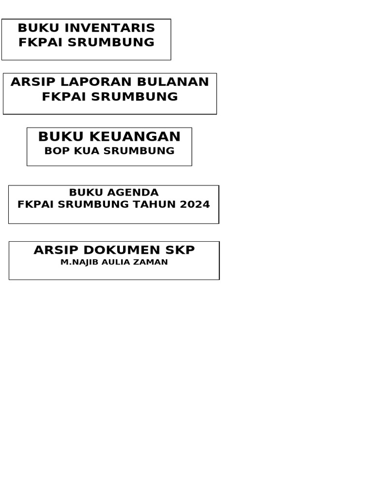 Label Arsip Buku Inventaris KUA Srumbung | PDF