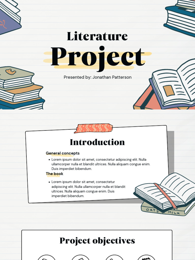 White Illustrative Creative Literature Project Presentation | PDF