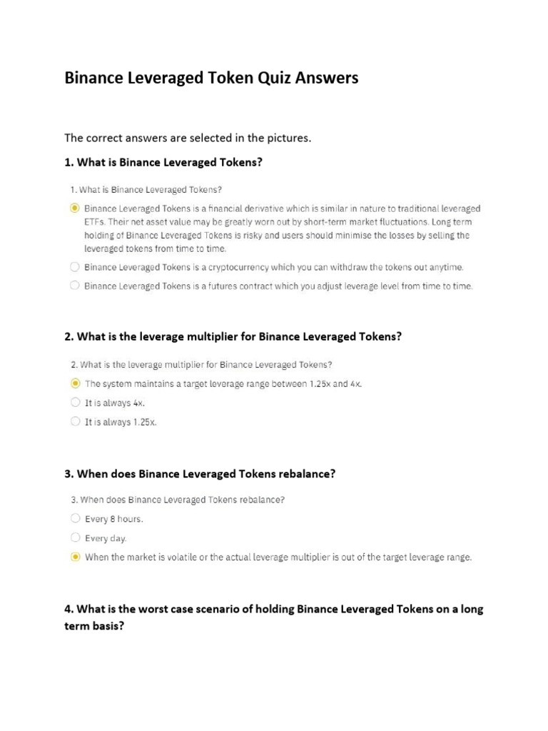 Binance Leveraged Token Quiz Answers | PDF
