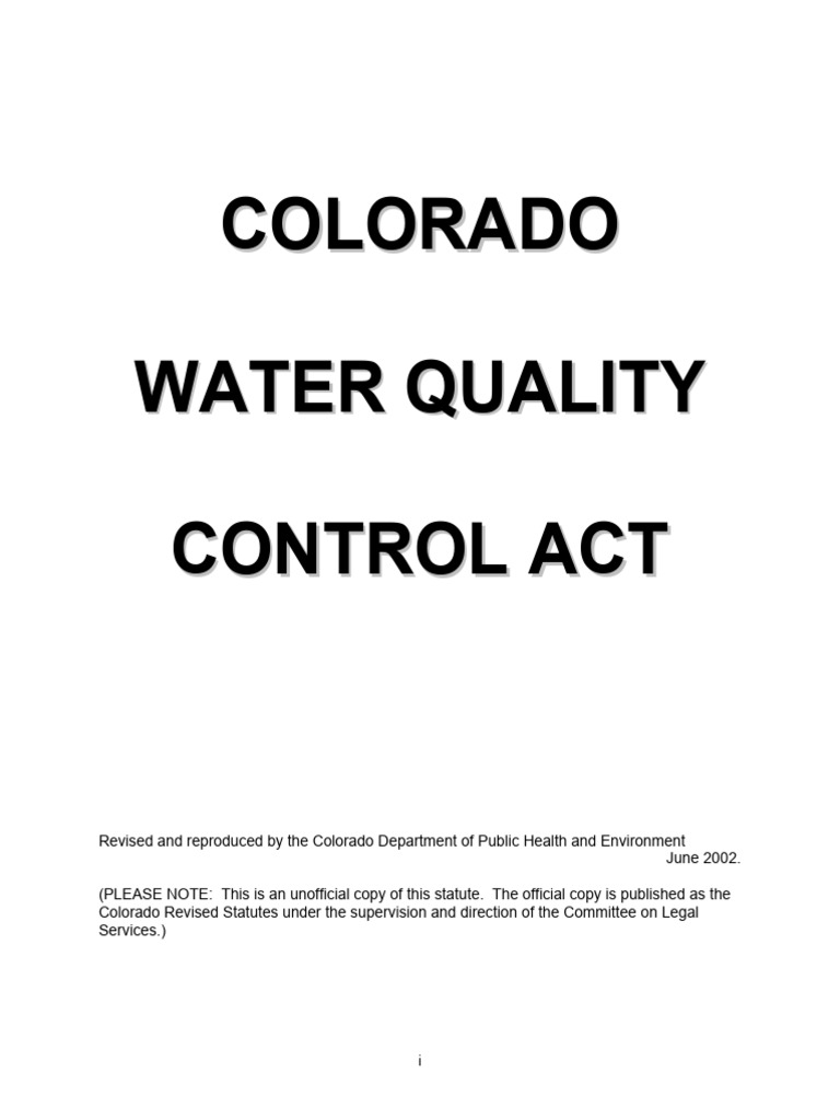 CO Water Quality Control Act | PDF | Clean Water Act | Sewage Treatment
