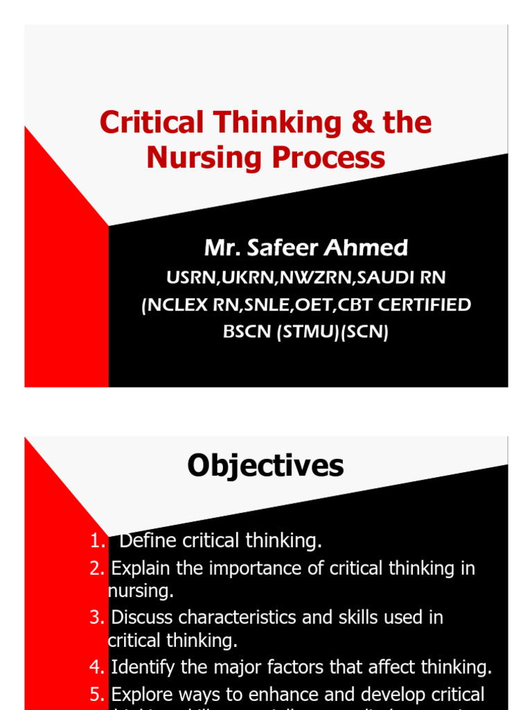 Critical Thinking And Nursing Process By Safeer Pdf Critical