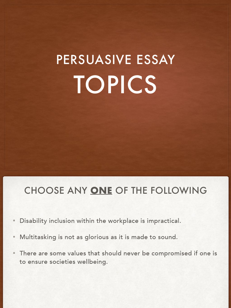 Persuasive Essay Topics List | PDF
