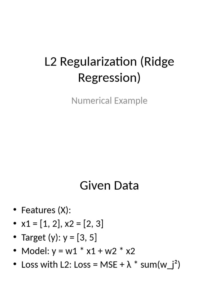 L2 Regularization Numerical Example | PDF
