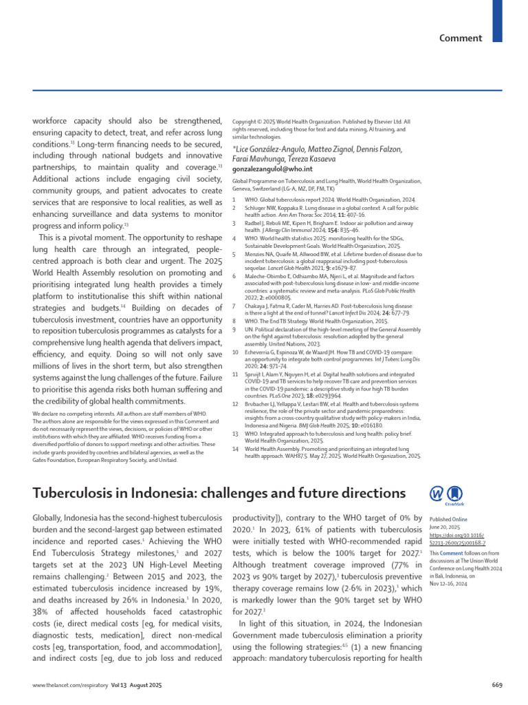 Tuberculosis in Indonesia Challenges and Future D | PDF | Tuberculosis ...