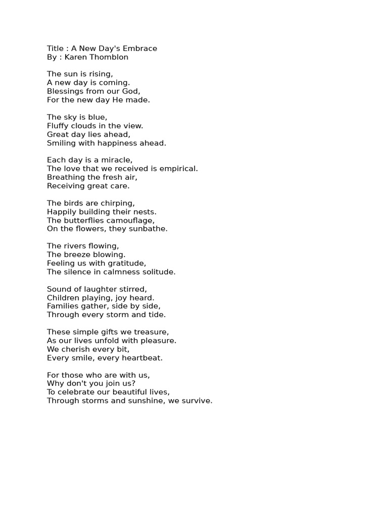 A New Day's Embrace | PDF