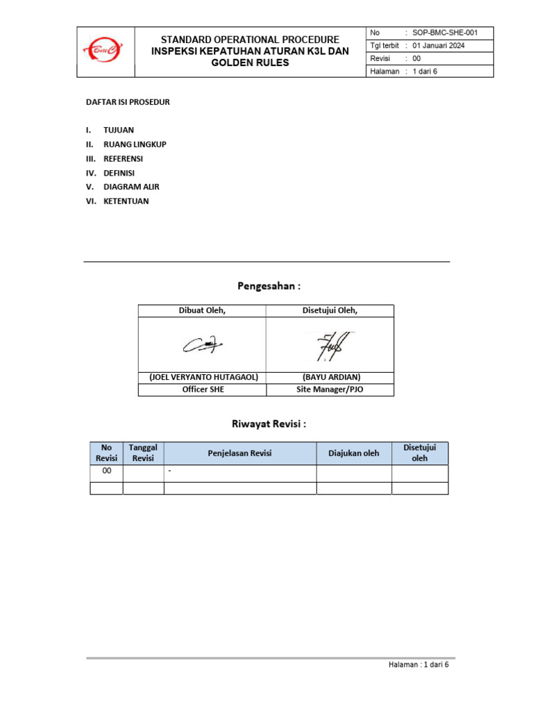 SK 07A SOP Inspeksi - Compressed | PDF
