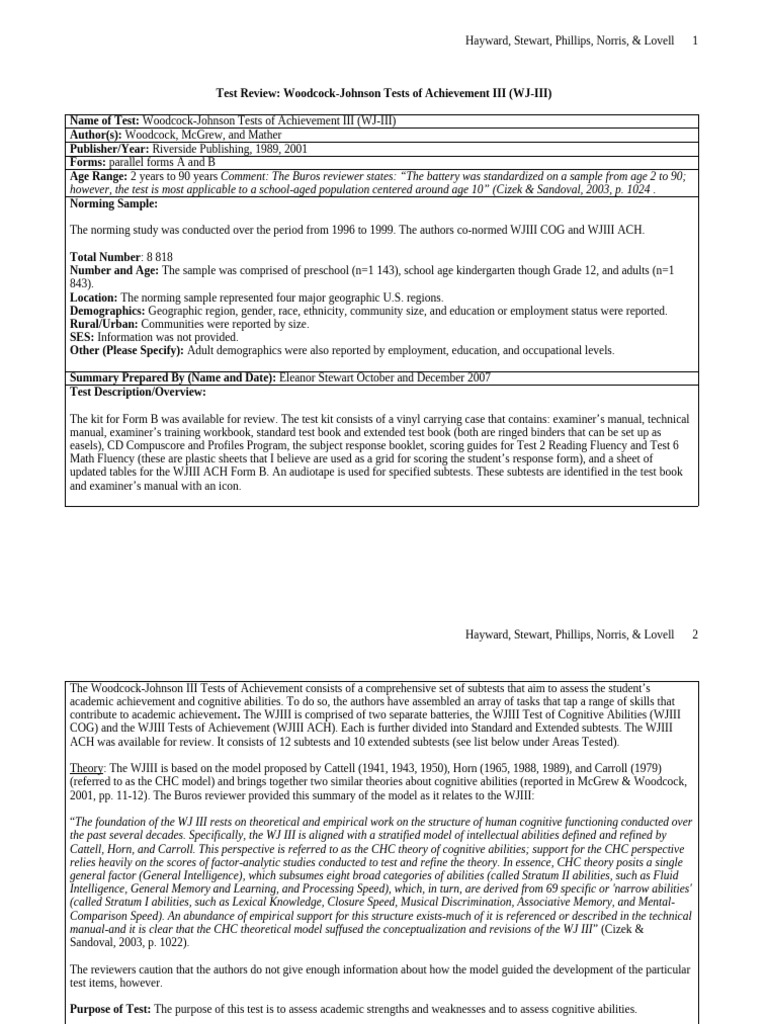 Woodcock-Johnson III Test Overview | PDF | Validity (Statistics) | Learning