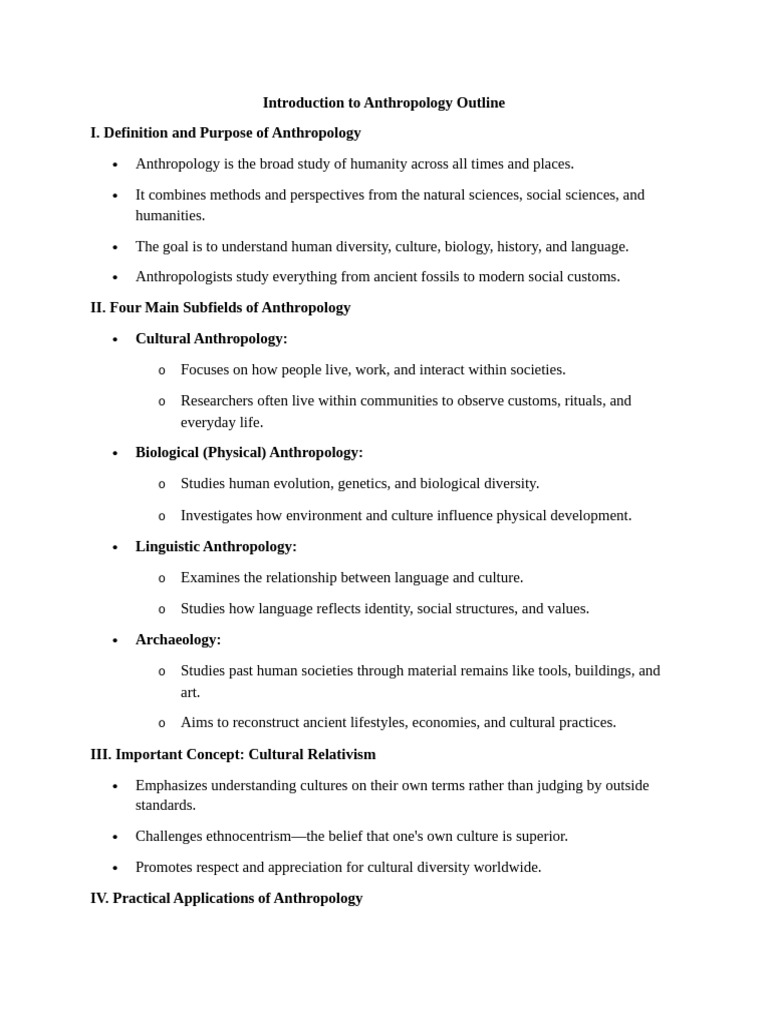 Overview of Anthropology and Its Subfields | PDF