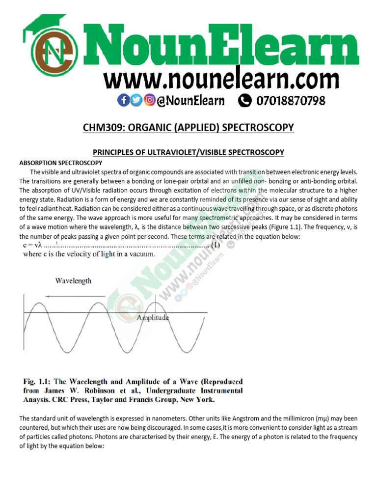 NOUNELEARN CHM309 - Organic Spectroscopy Course Summary | PDF | Mass ...