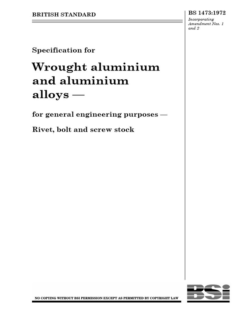 Wrought Aluminium and Aluminium Alloys - : Specification For | PDF ...