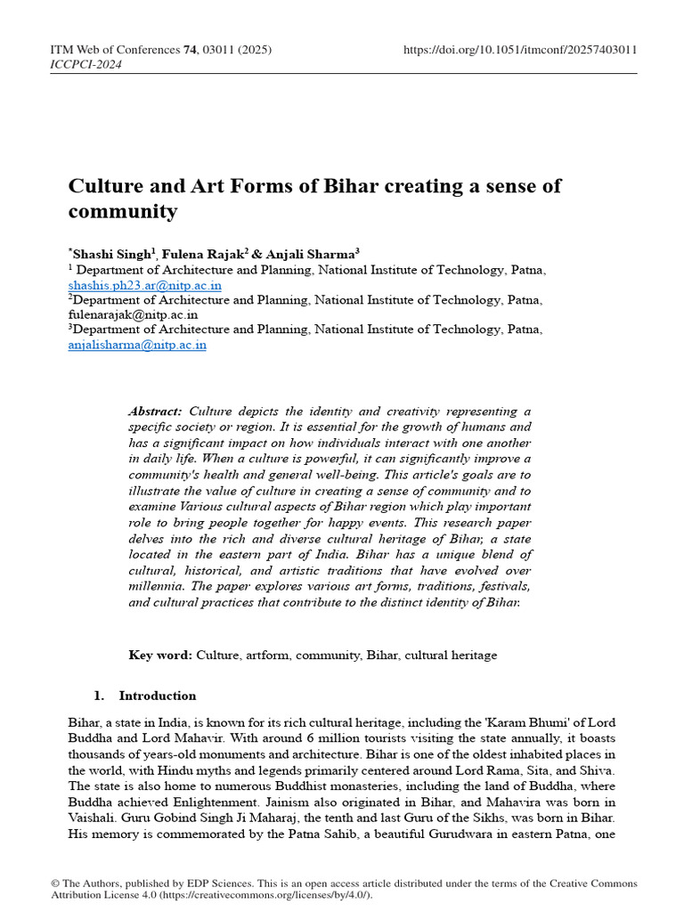 Culture and Art Forms of Bihar Creating A Sense of | PDF | Pottery ...