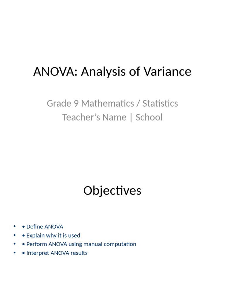 Understanding One-Way ANOVA Basics | PDF | Analysis Of Variance ...