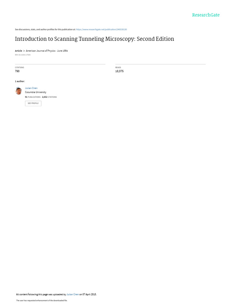 Scanning Tunneling Microscopy Overview | PDF | Atomic Force Microscopy ...