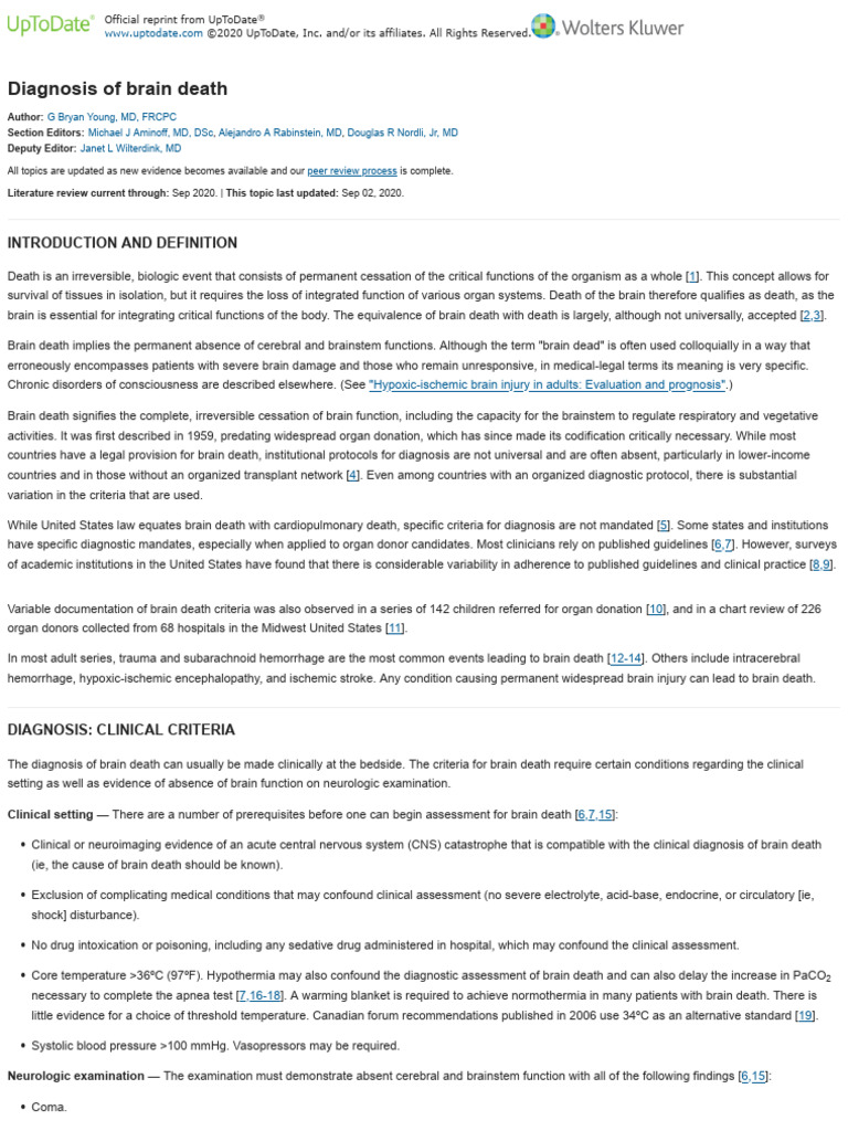 Brain Death Diagnosis Guidelines | PDF | Angiography | Anatomical Terms ...