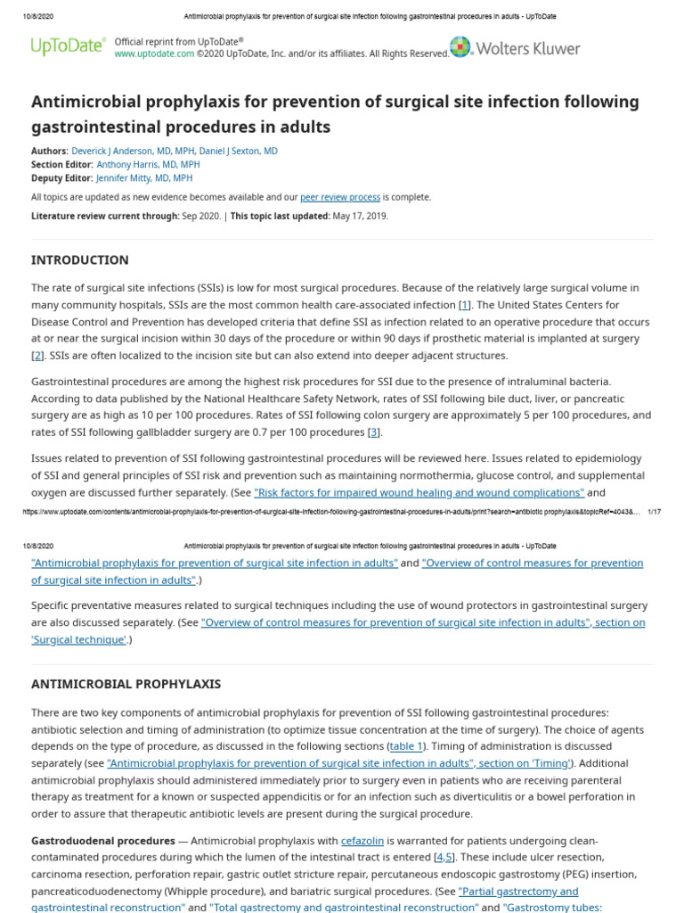 Antimicrobial Prophylaxis for GI Surgery | PDF | Surgery | Gastroenterology