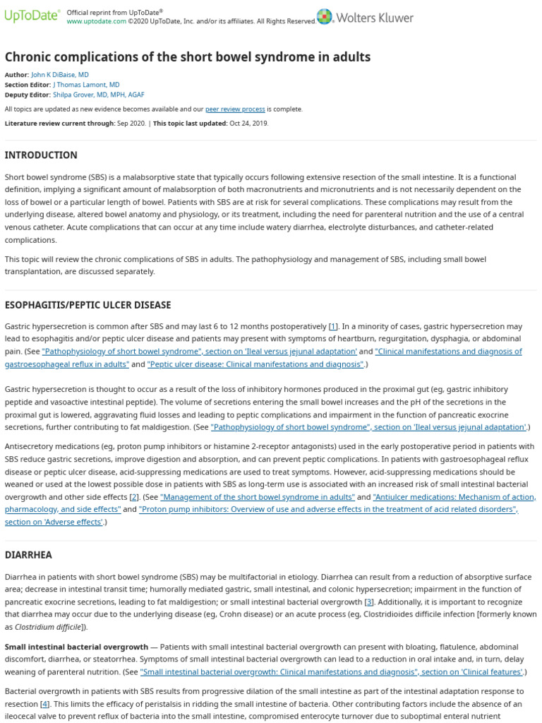 Chronic Complications of Short Bowel Syndrome | PDF | Cirrhosis | Bloating