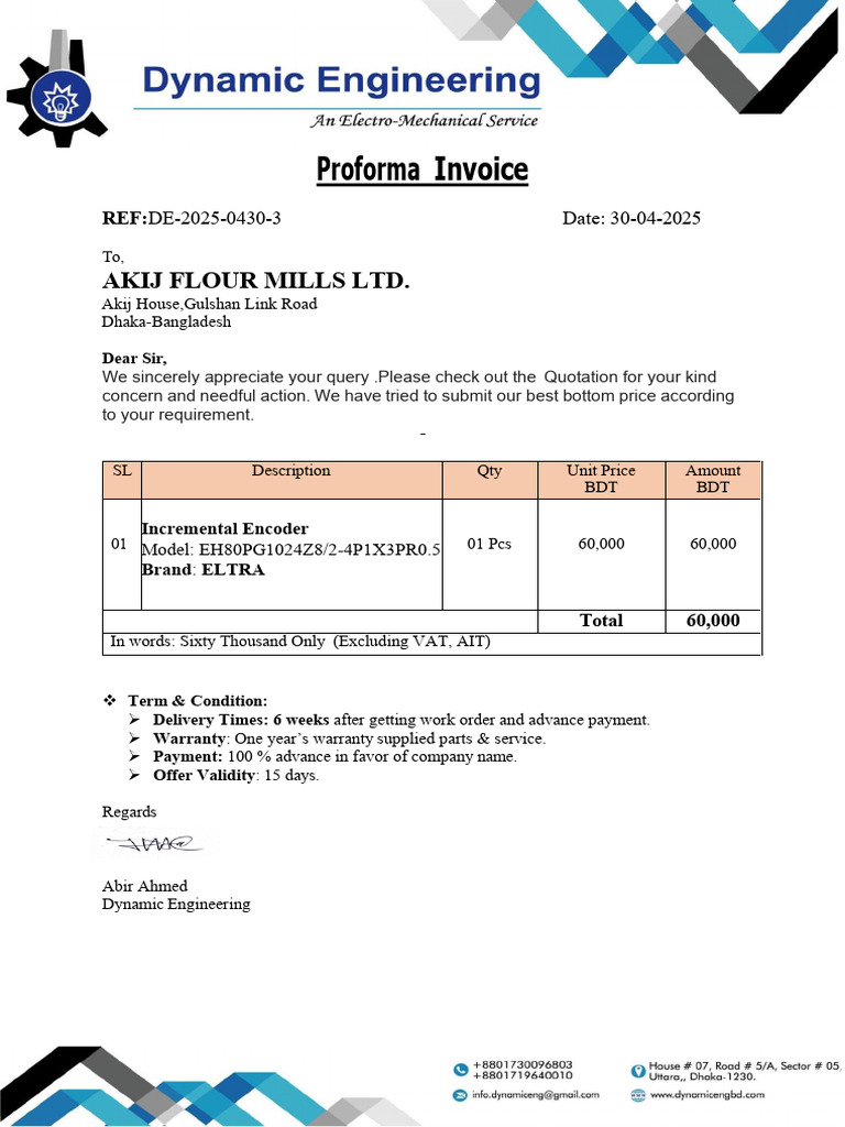 Eltra Encoder Akij Flour Mill Dynamic 30-04-2025 | PDF