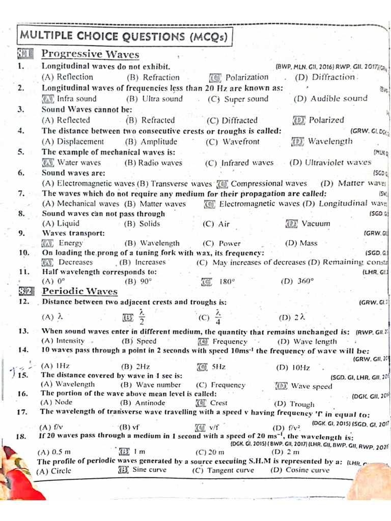 Chapter 9 MCQs 11th Class | PDF