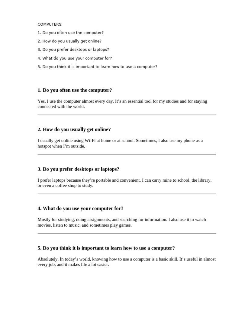 sample speaking part 1 (4) | PDF