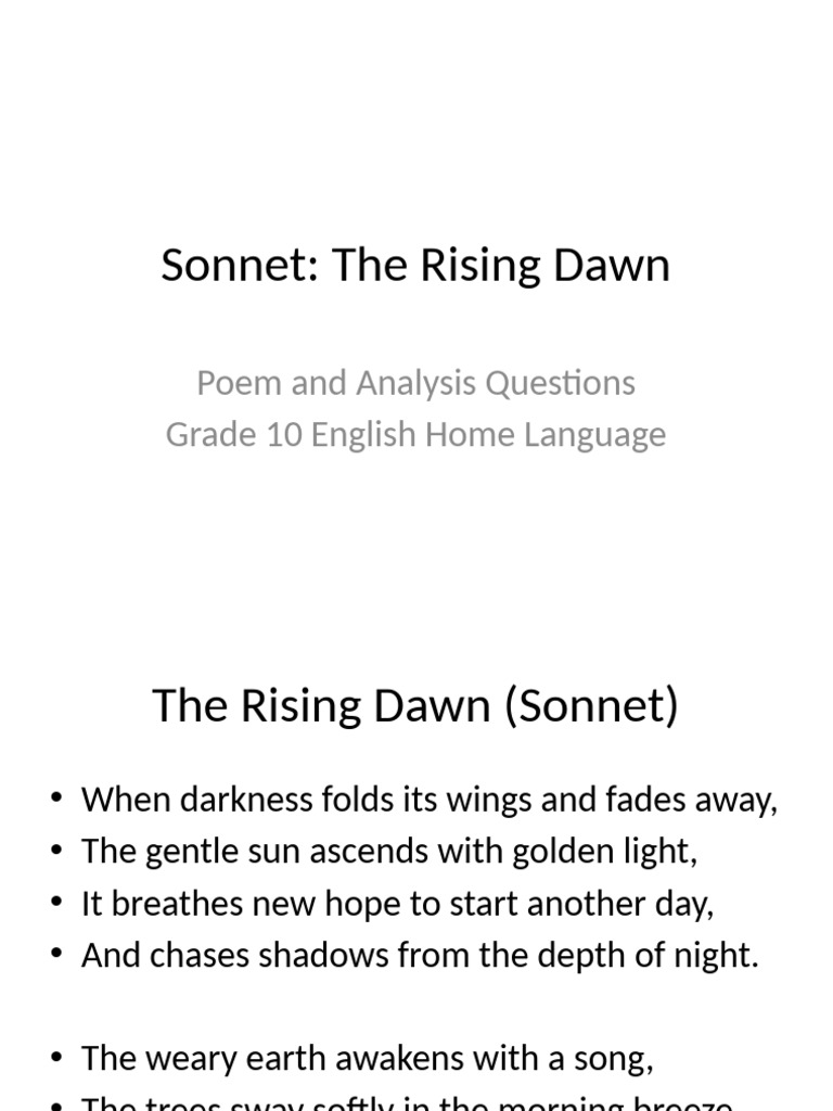 Sonnet Analysis Grade10 | PDF