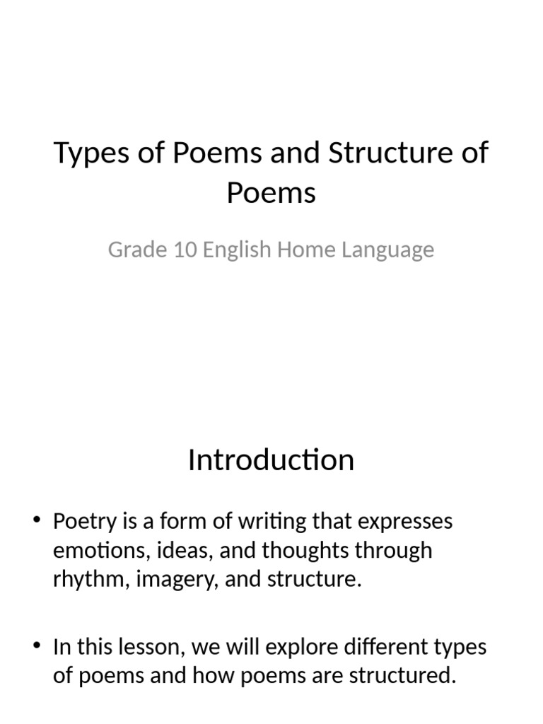 Types_and_Structure_of_Poems_Grade10 | PDF