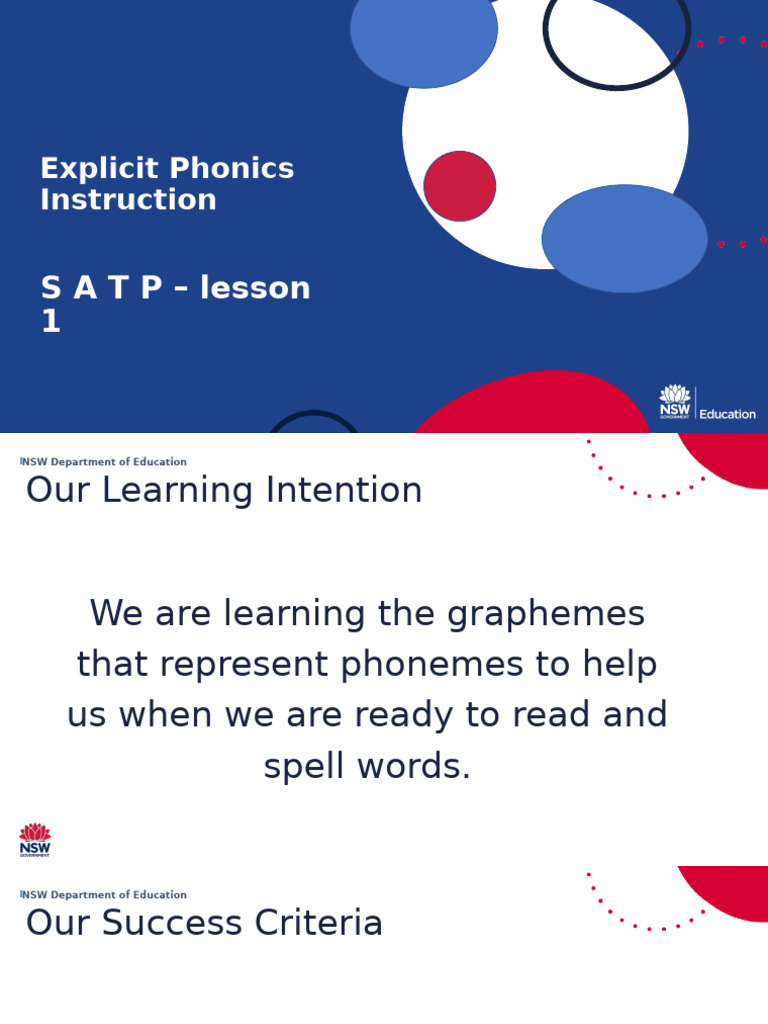 SATP Lesson 1 Explicit Phonics Instruction | PDF